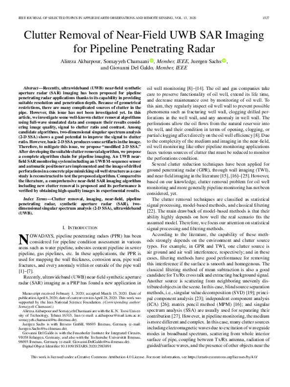 (PDF) Clutter Removal of Near-Field UWB SAR Imaging for Pipeline ...