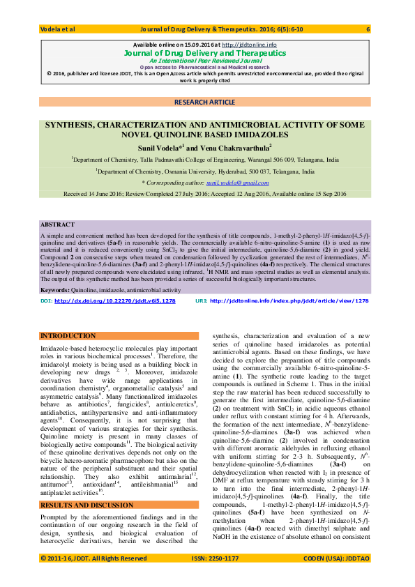 (PDF) Synthesis, Characterization and Antimicrobial Activity of Some Novel Quinoline Based ...