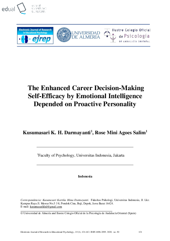 (PDF) The Enhanced Career Decision-Making Self-Efficacy by Emotional Intelligence Depended on ...