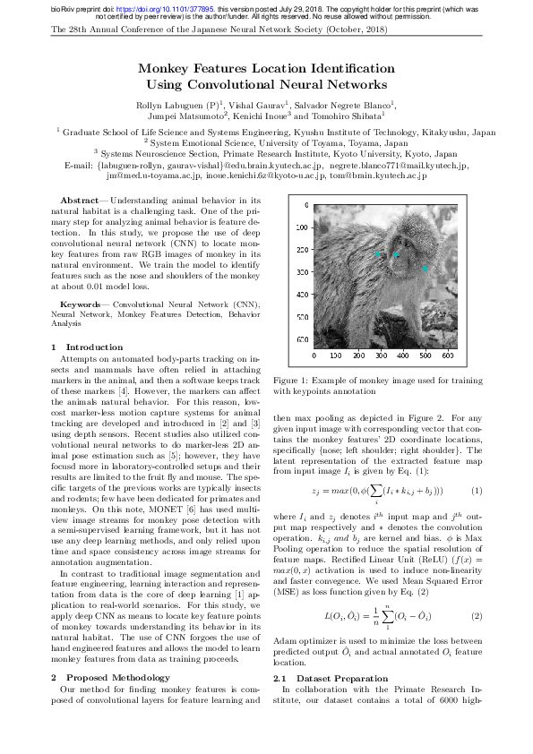(PDF) Monkey Features Location Identification Using Convolutional ...