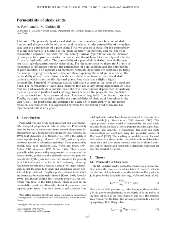 (PDF) Permeability of shaly sands