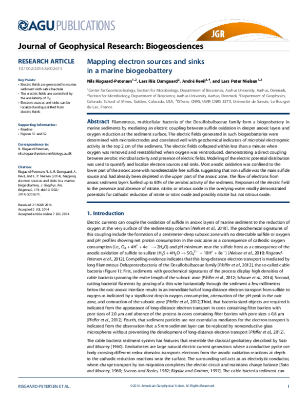 (PDF) Mapping electron sources and sinks in a marine biogeobattery ...
