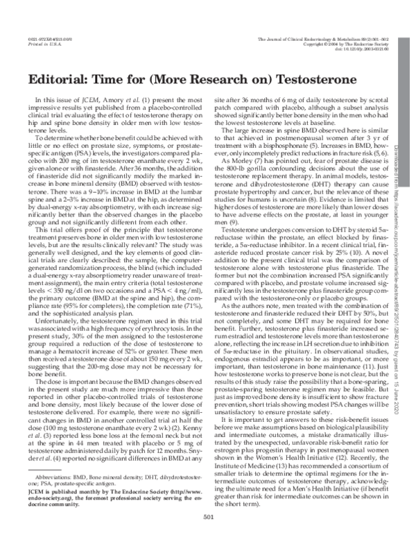 (PDF) Time for (More Research on) Testosterone | Shalender Bhasin ...