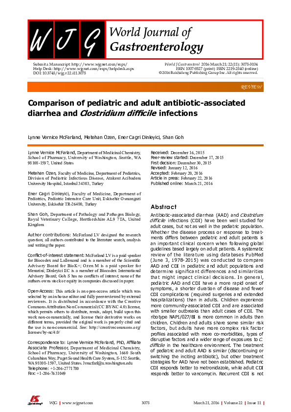 (PDF) Comparison of pediatric and adult antibiotic-associated diarrhea ...