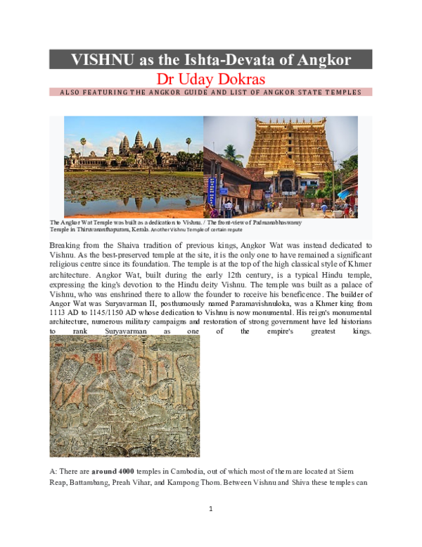 (DOC) VISHNU as the Ishta devata of Angkor