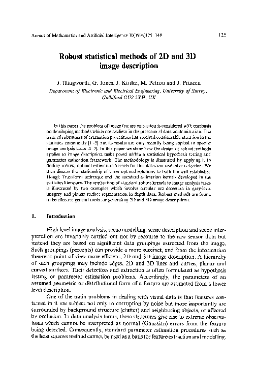 (PDF) Robust statistical methods of 2D and 3D image description