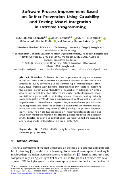 (PDF) Software Process Improvement Based on Defect Prevention Using ...