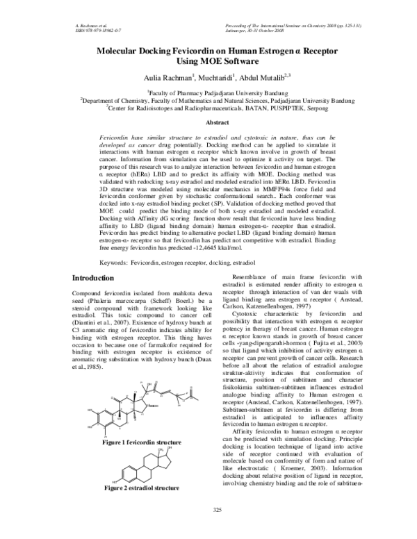 (PDF) Molecular Docking Fevicordin on Human Estrogen α Receptor Using ...