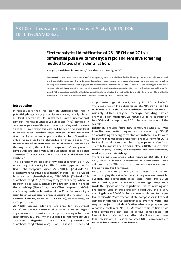 (PDF) Electroanalytical identification of 25I-NBOH and 2C-I via ...