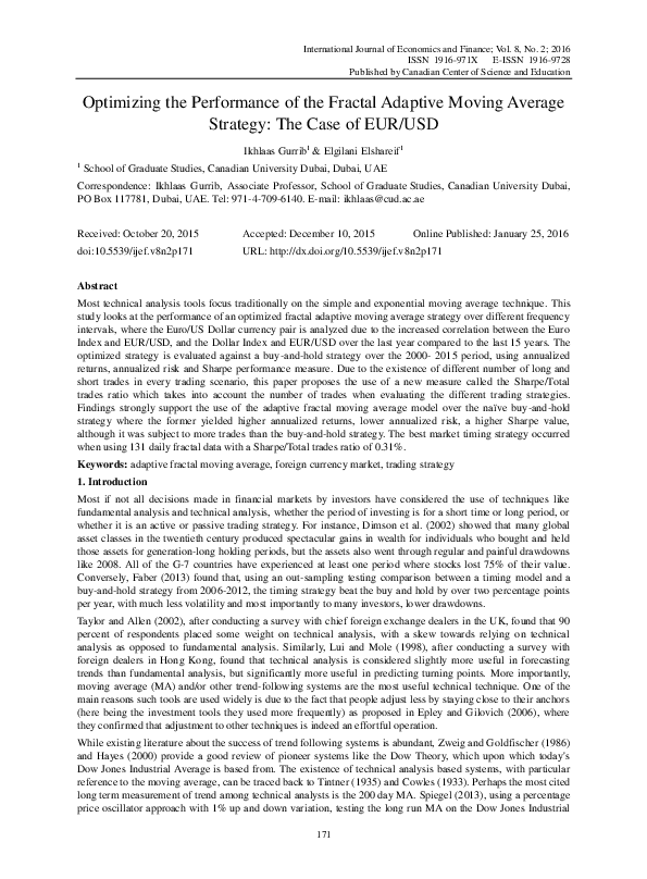 (PDF) Optimizing the Performance of the Fractal Adaptive Moving Average Strategy: The Case of ...