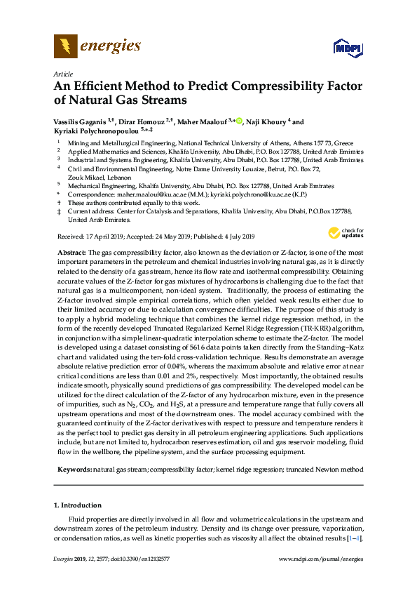 (PDF) An Efficient Method to Predict Compressibility Factor of Natural ...