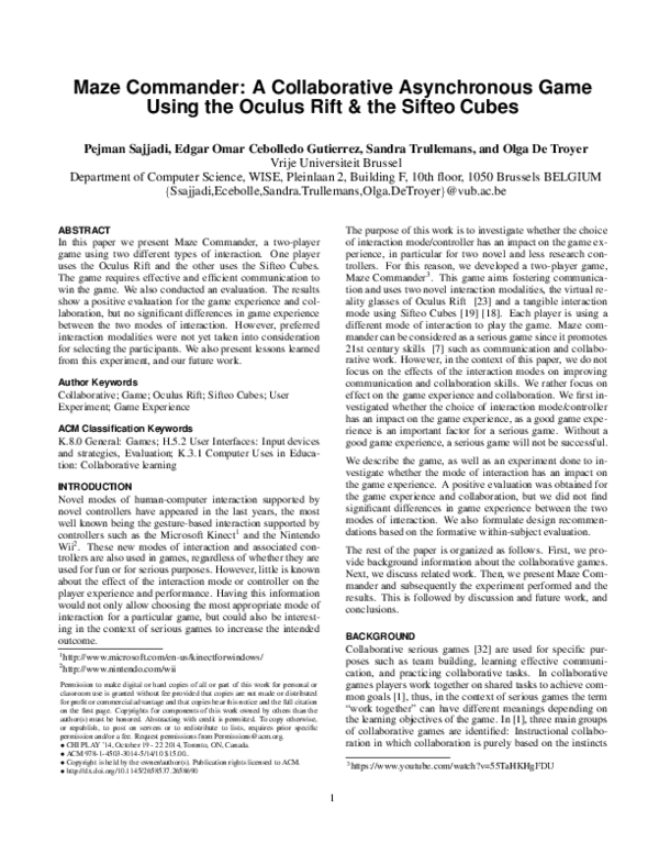 (PDF) Maze commander | O. De Troyer - Academia.edu
