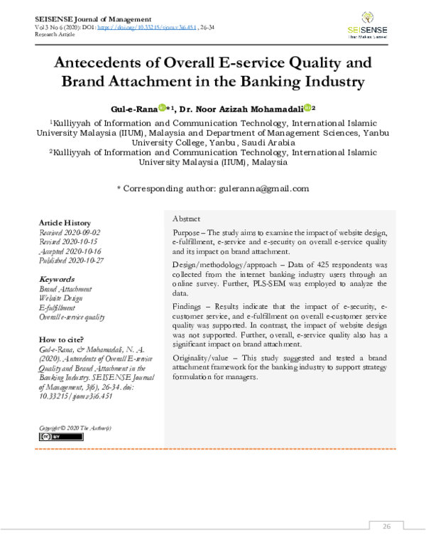 (PDF) Antecedents of Overall E-service Quality and Brand Attachment in ...