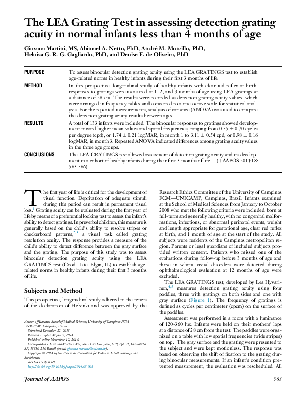 (PDF) The LEA Grating Test in assessing detection grating acuity in ...