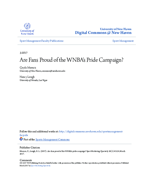 (PDF) Are fans proud of the WNBA's 'pride' campaign?