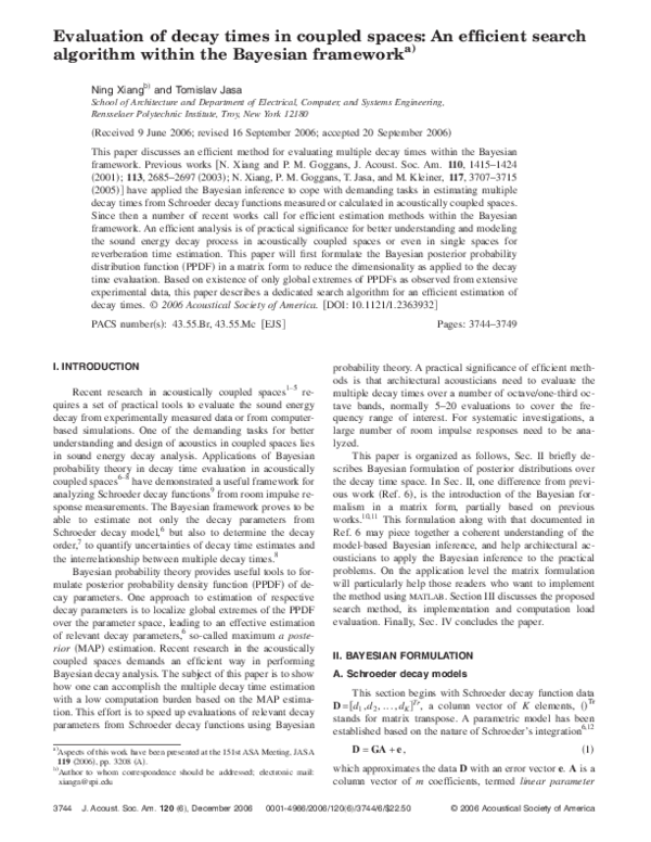 (PDF) Evaluation of decay times in coupled spaces: An efficient search algorithm within the ...