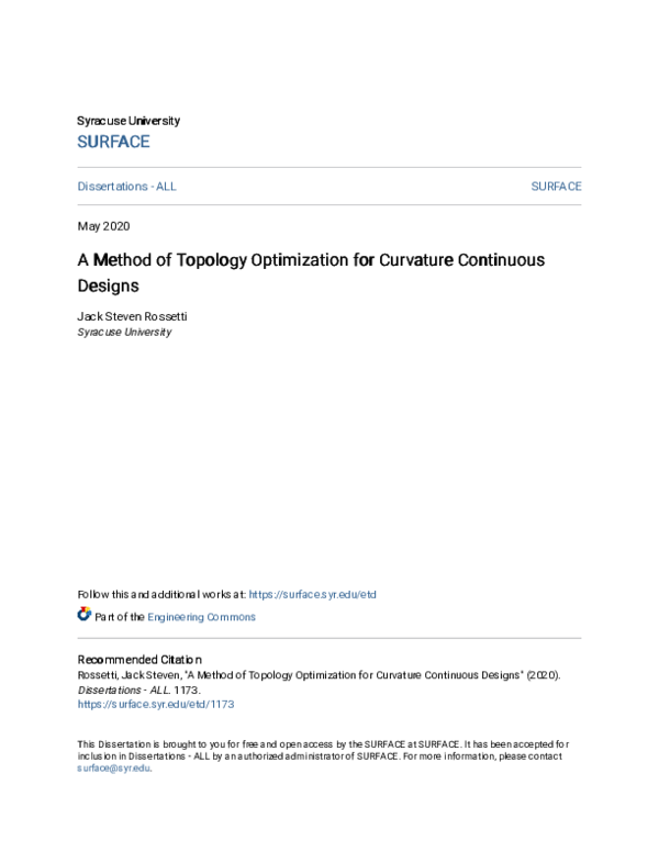(PDF) A Method of Topology Optimization for Curvature Continuous Designs