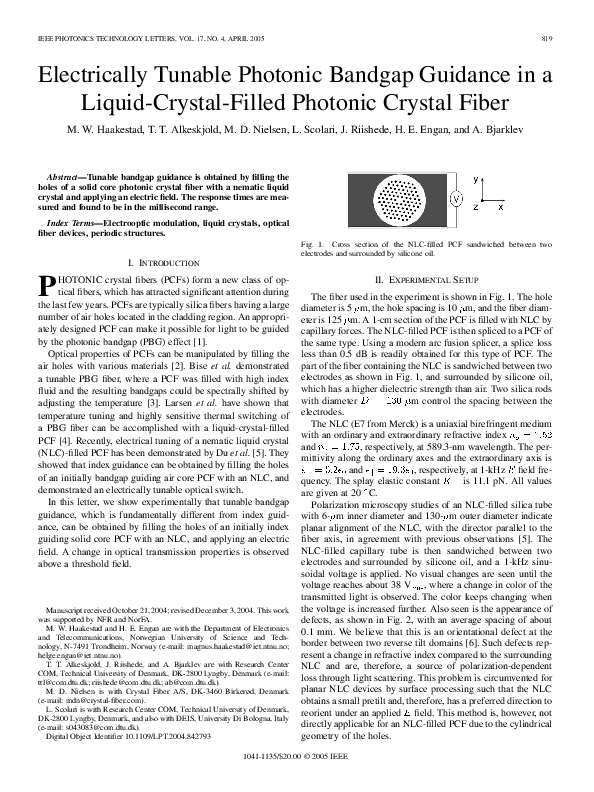 (PDF) Electrically tunable photonic bandgap guidance in a liquid-crystal-filled photonic crystal ...