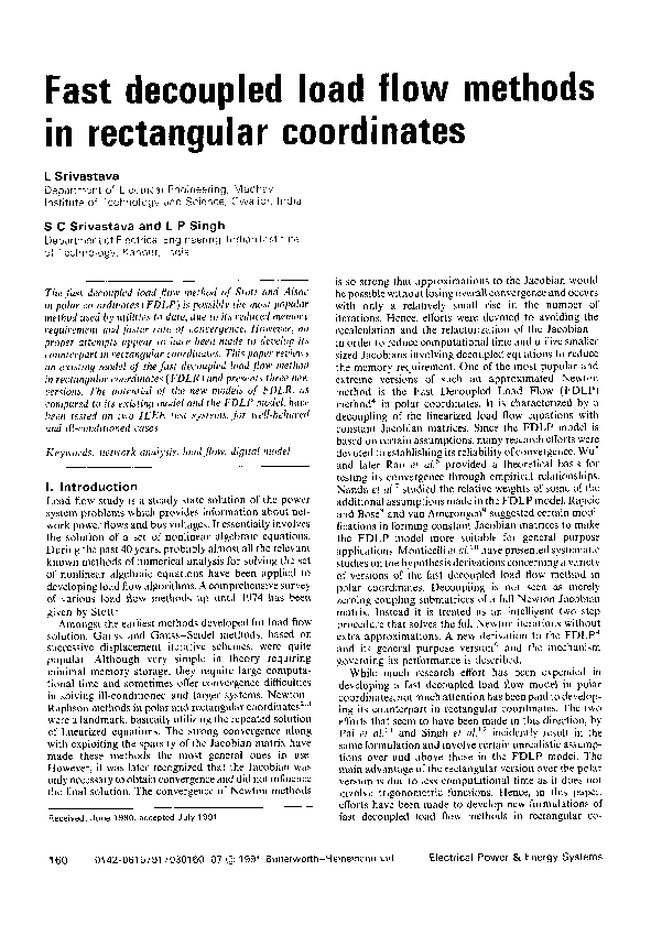 (PDF) Fast decoupled load flow methods in rectangular coordinates