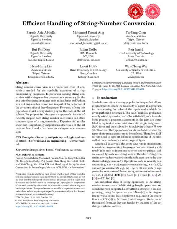 Pdf Efficient Handling Of String Number Conversion