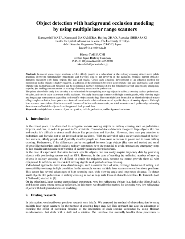 (PDF) Object detection with background occlusion modeling by using multiple laser range scanners