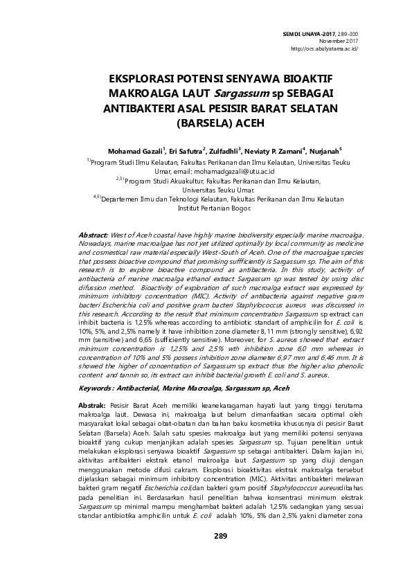 (PDF) EKSPLORASI POTENSI SENYAWA BIOAKTIF MAKROALGA LAUT Sargassum sp ...