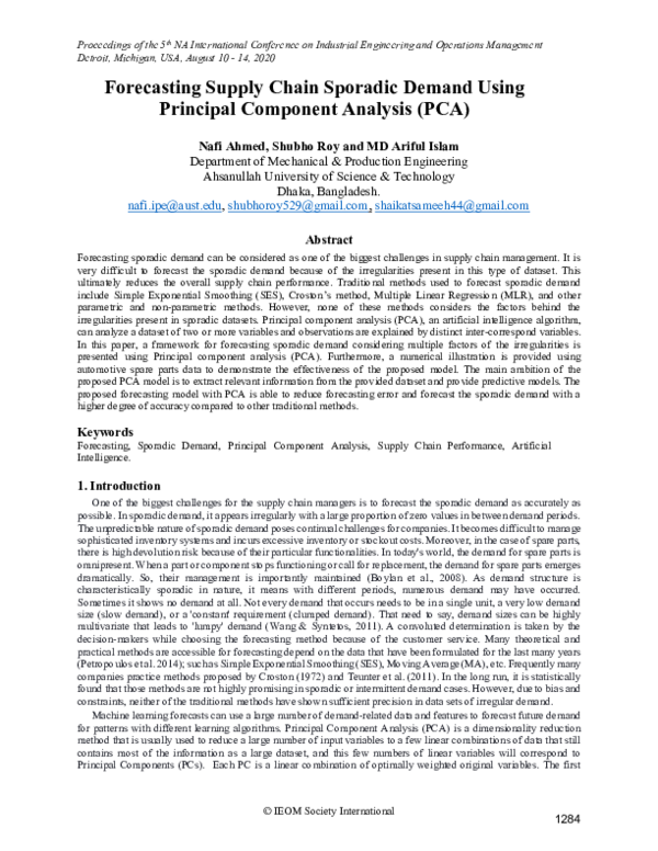 (PDF) Forecasting Supply Chain Sporadic Demand Using Principal ... (PDF) Forecasting Supply Chain Sporadic Demand Using Principal ...