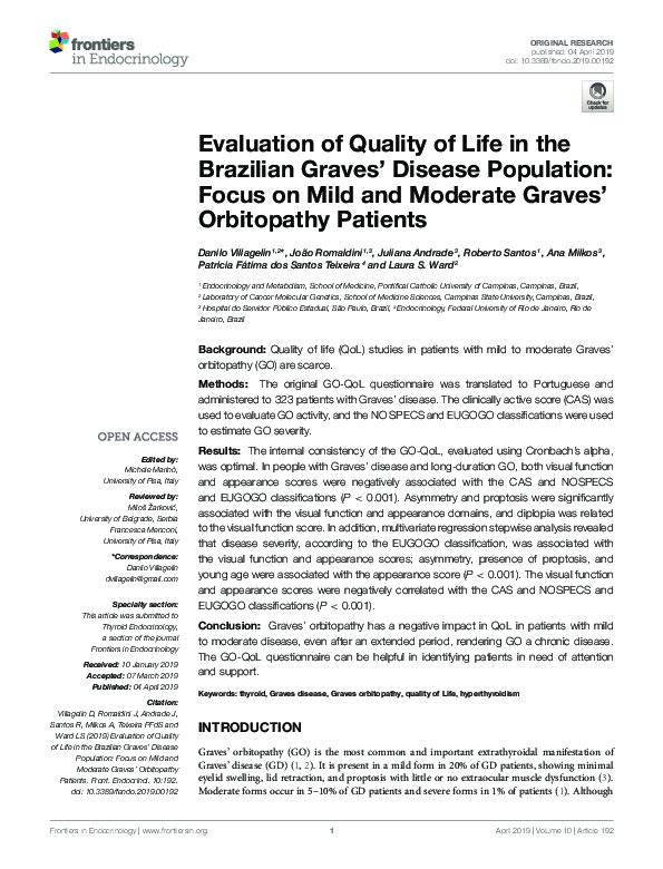 (PDF) Evaluation of Quality of Life in the Brazilian Graves' Disease Population: Focus on Mild ...