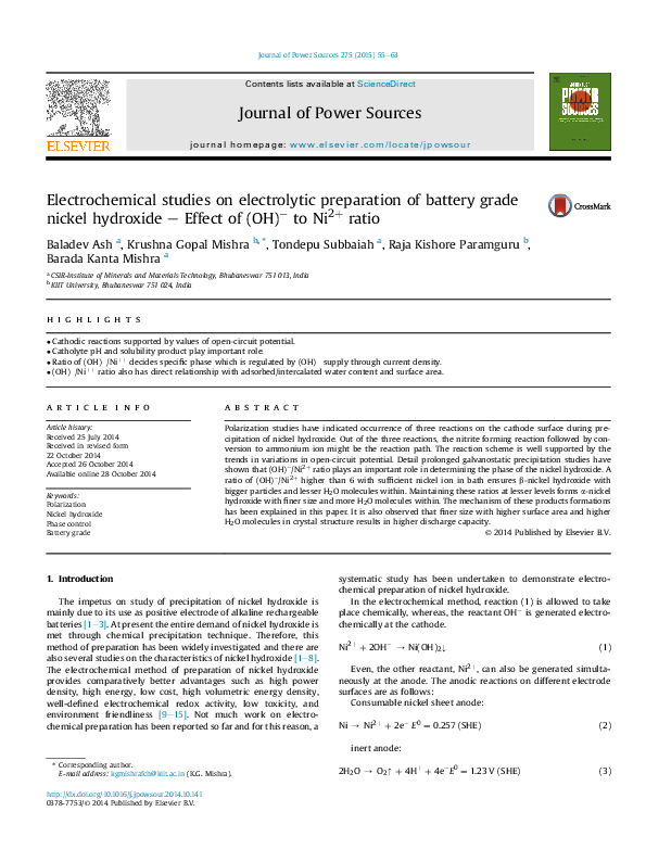 (PDF) Electrochemical studies on electrolytic preparation of battery ...