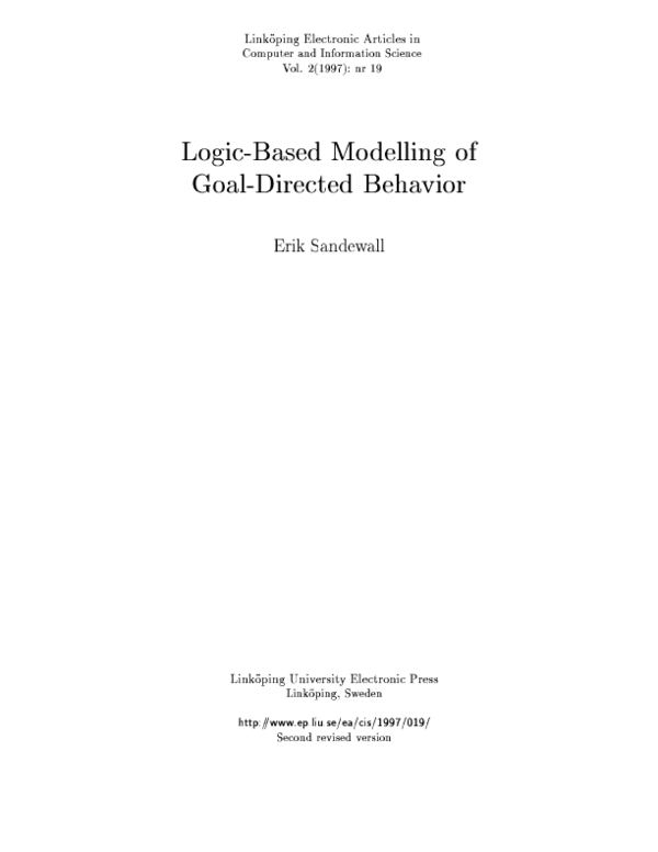 Pdf Logic Based Modelling Of Goal Directed Behavior