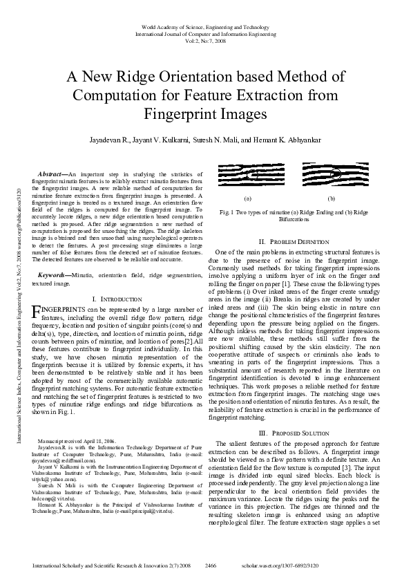 (PDF) Ridge Orientation Method for Minutiae Extraction