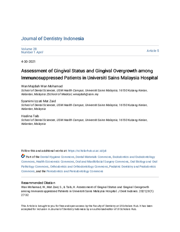 (PDF) Assessment of Gingiv Assessment of Gingival Status and Gingiv al ...