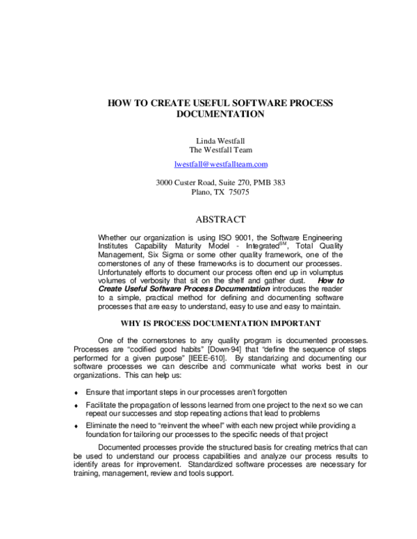 (PDF) How to Create Useful Software Process Documentation