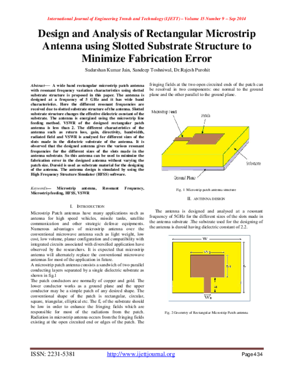 (PDF) Design and Analysis of Rectangular Microstrip Patch Antenna Using ...