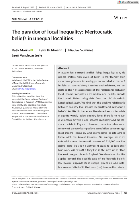 (PDF) The paradox of local inequality: Local contexts and meritocratic ...