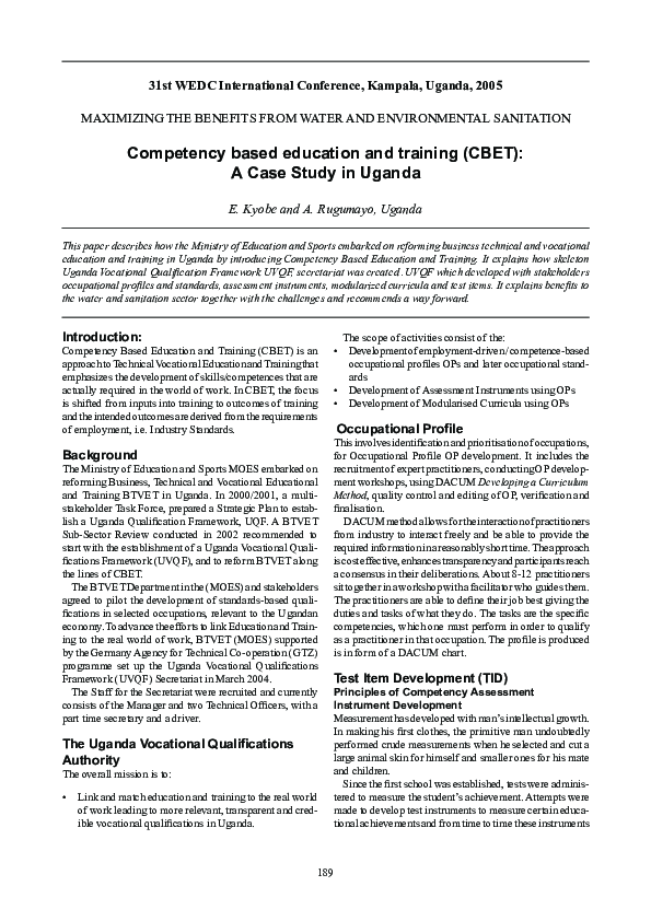 (PDF) Competency based education and training (CBET): a case study in ...
