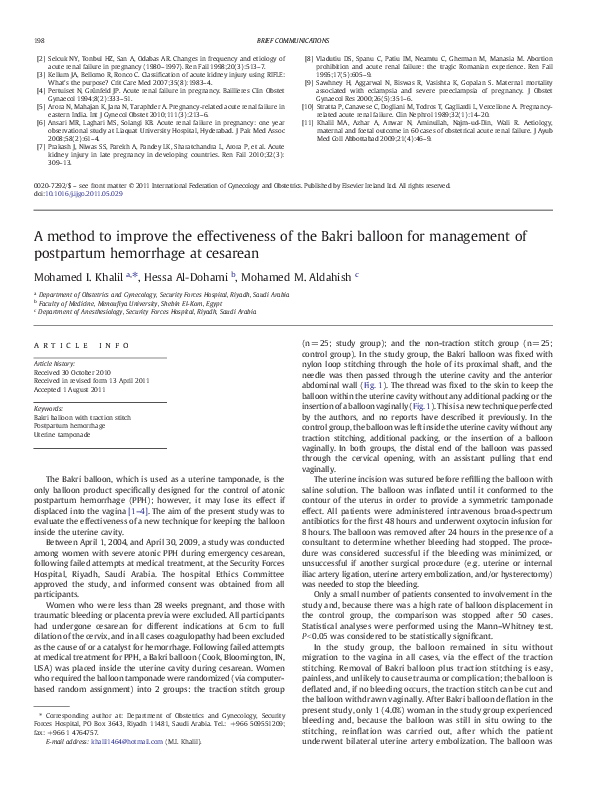 (PDF) A method to improve the effectiveness of the Bakri balloon for ...