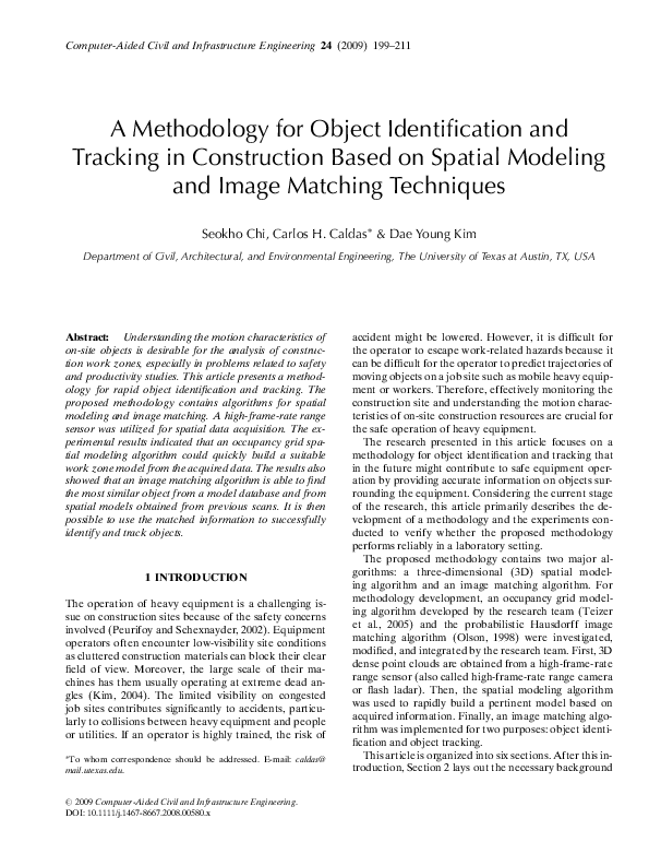 (PDF) A Methodology for Object Identification and Tracking in Construction Based on Spatial ...
