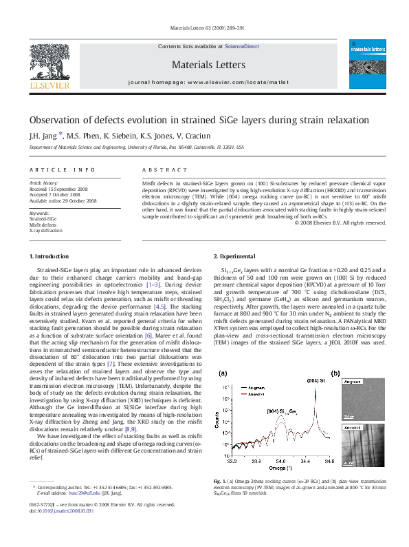 (PDF) Observation of defects evolution in strained SiGe layers during ...