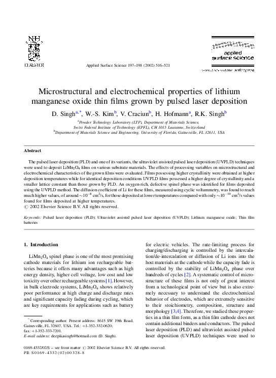 (PDF) Microstructural and electrochemical properties of lithium manganese oxide thin films grown ...