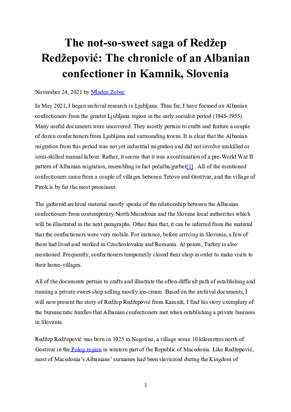 (DOC) The not-so-sweet saga of Redzep Redzepovic: The chronicle of an ...