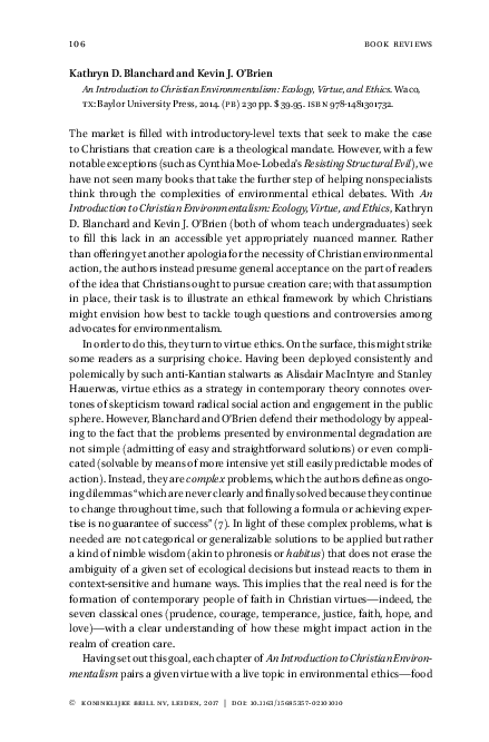(PDF) An Introduction to Christian Environmentalism: Ecology, Virtue ...