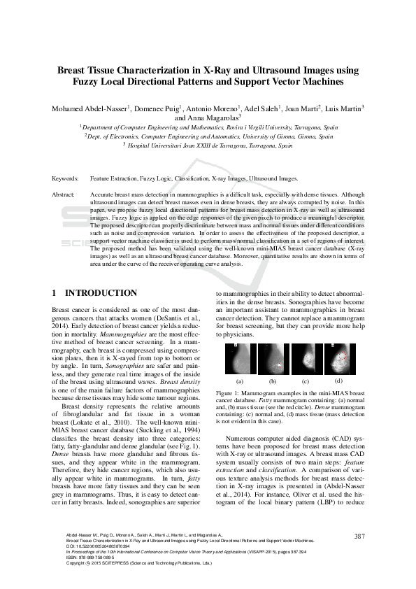 (PDF) Breast Tissue Characterization in X-Ray and Ultrasound Images using Fuzzy Local ...