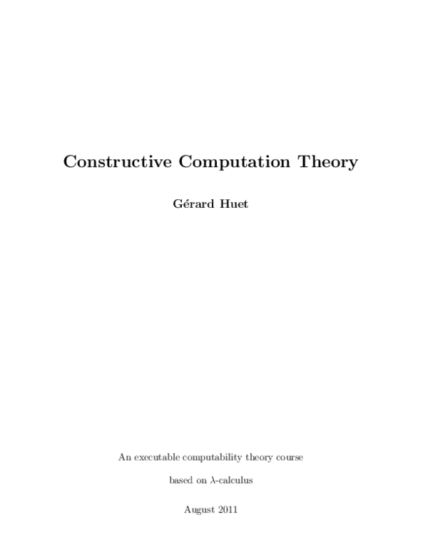 (PDF) Constructive Computation Theory