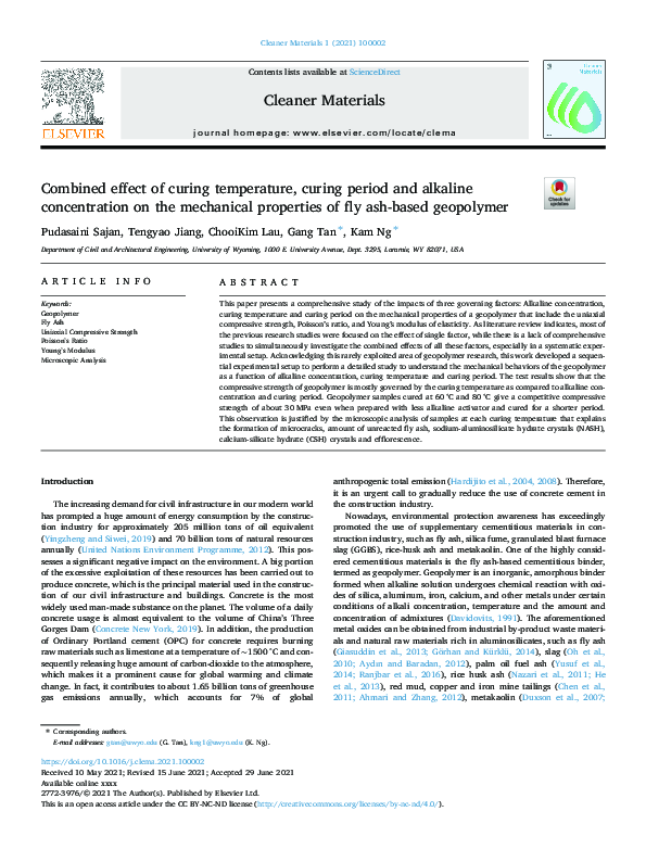 (PDF) Combined effect of curing temperature, curing period and alkaline ...