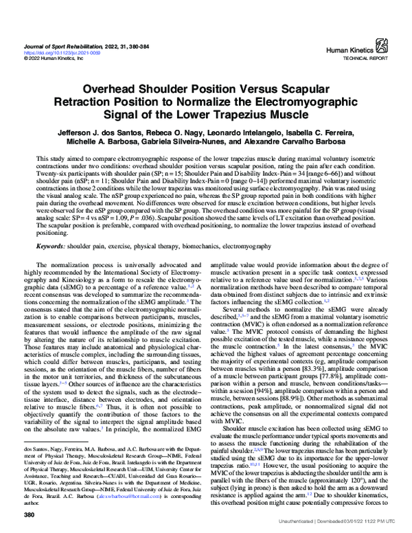 (PDF) Overhead Shoulder Position Versus Scapular Retraction Position to ...