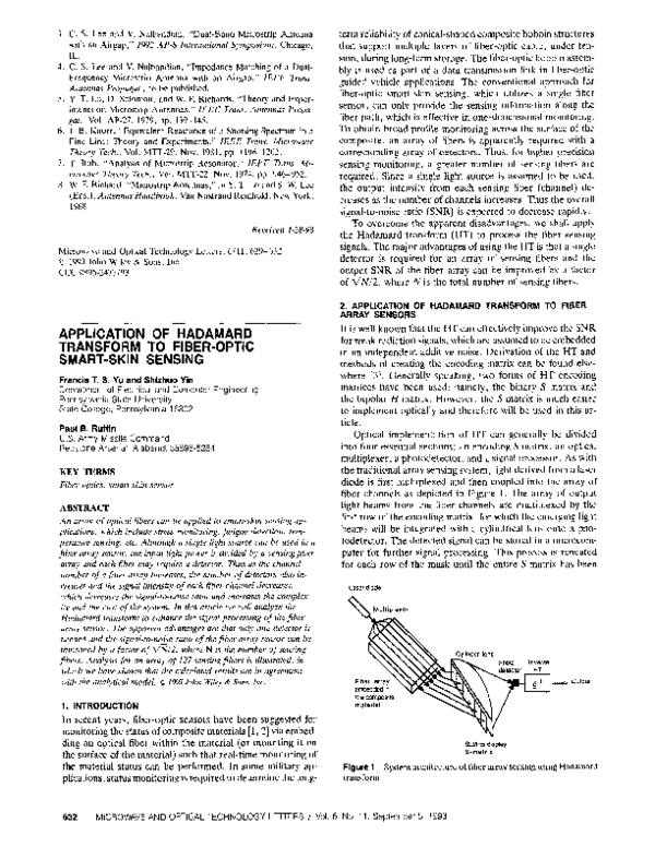 (PDF) Application of hadamard transform to fiber-optic smart-skin sensing