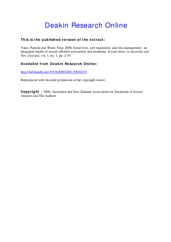 (PDF) Good lives, self-regulation, and risk management: An integrated ...
