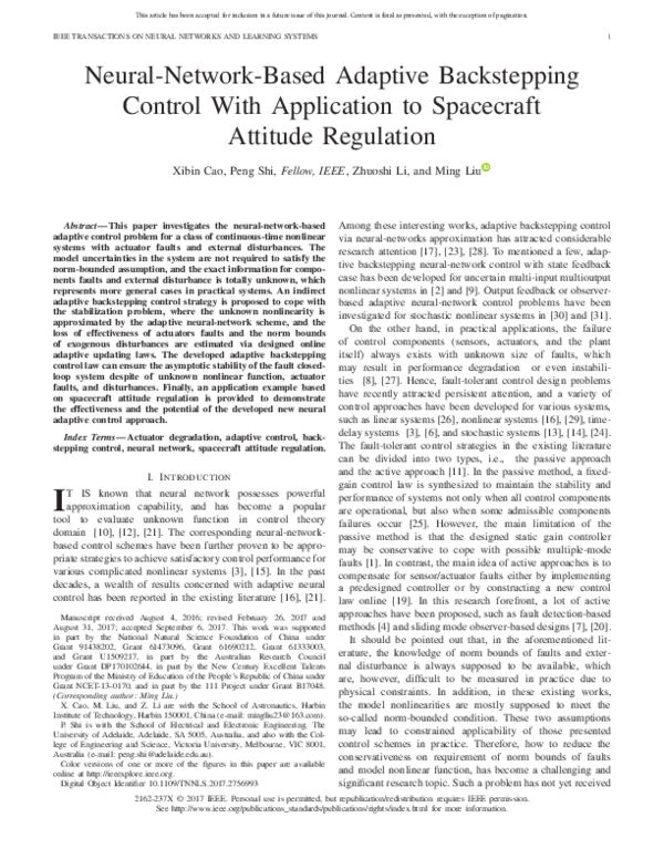 Pdf Neural Network Based Adaptive Backstepping Controller For Uav Quadrotor System 