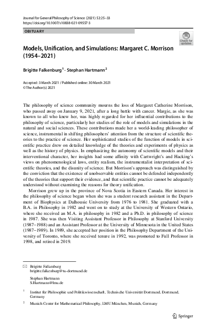 (PDF) Models, Unification, and Simulations: Margaret C. Morrison (1954 ...
